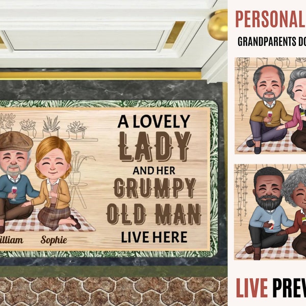 Door Mat a Lovely Lady and Her Grumpy Old Man - Etsy Australia