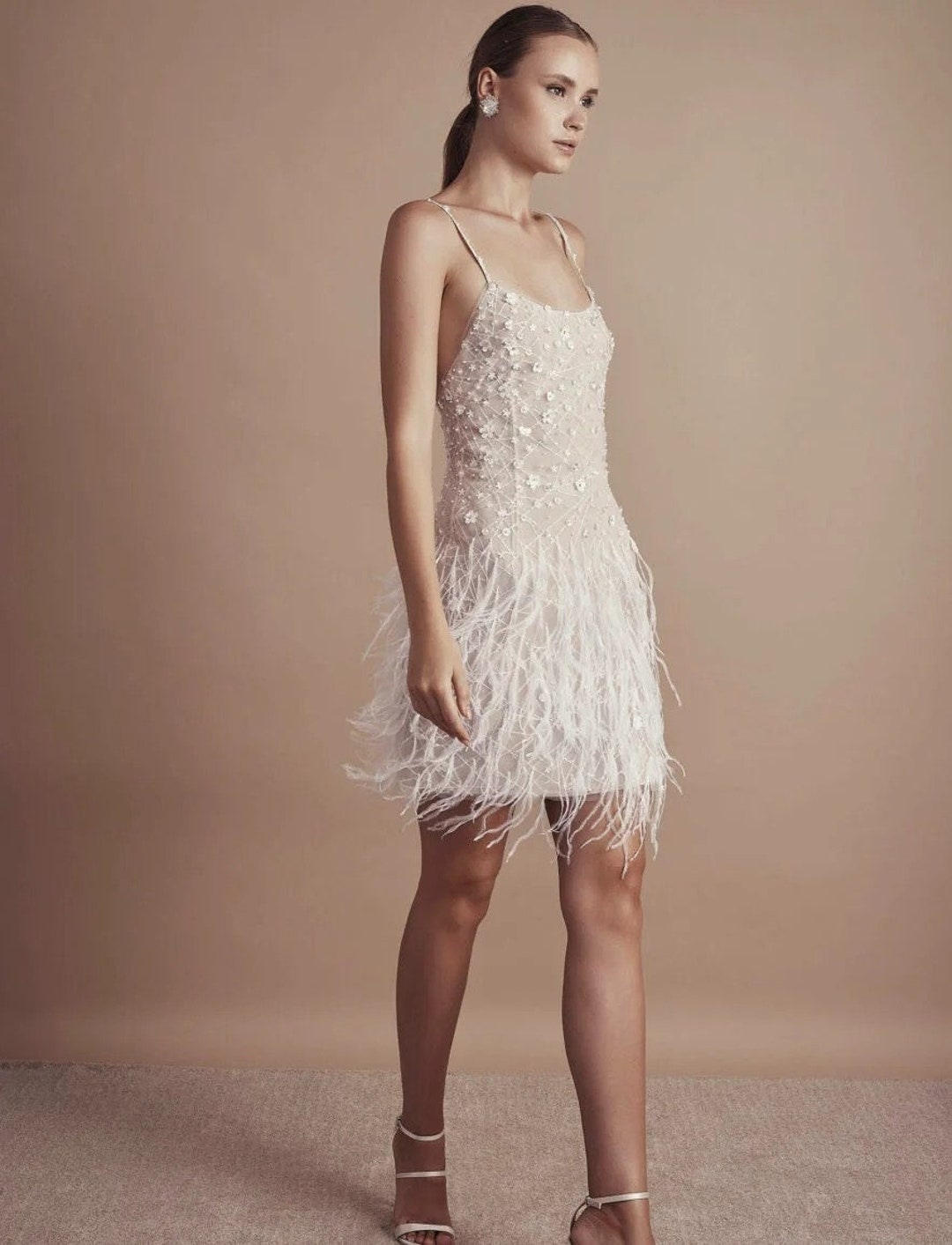 Sparkling Beaded Short Wedding Dress. Mini Dress With - Etsy