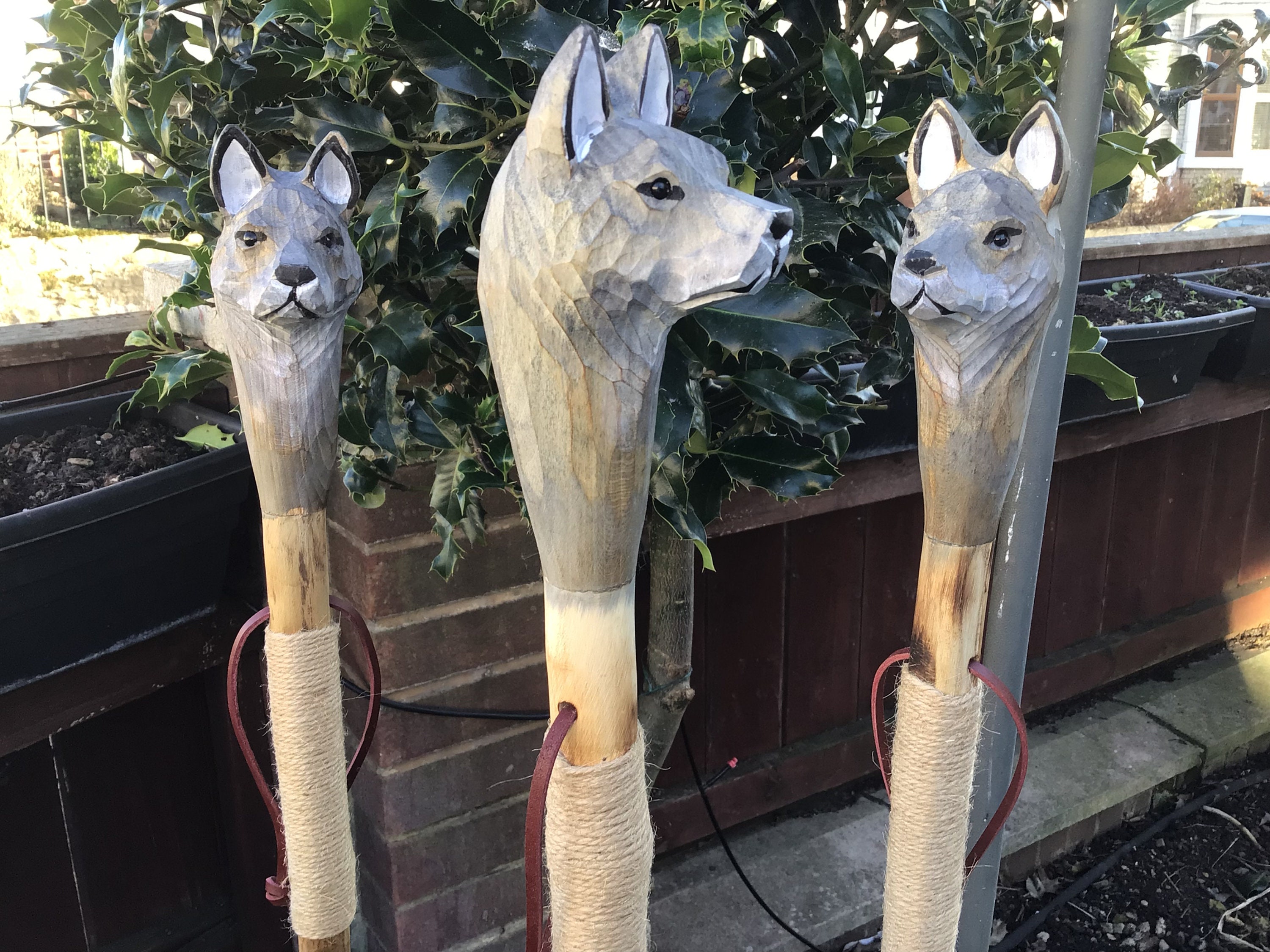 Wooden Hiking/walking Stick Carved Wolfs Head Handle With a - Etsy UK