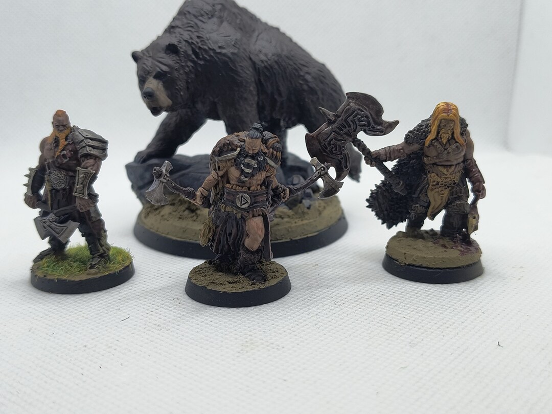 Man-bear Beorn With 2 Beorings Resin, Painted - Etsy