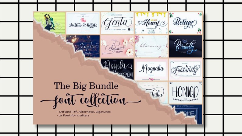 Font Collection Font Bundle, Handwritten Font, Wedding Font, Modern ...
