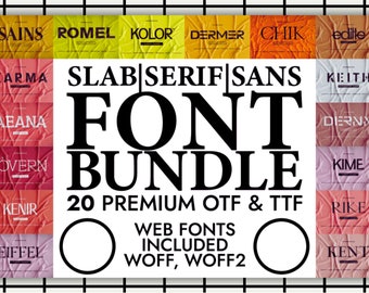 Slab, Serif, Sans Serif Font Bundle procreate Prints Vintage Canva ...