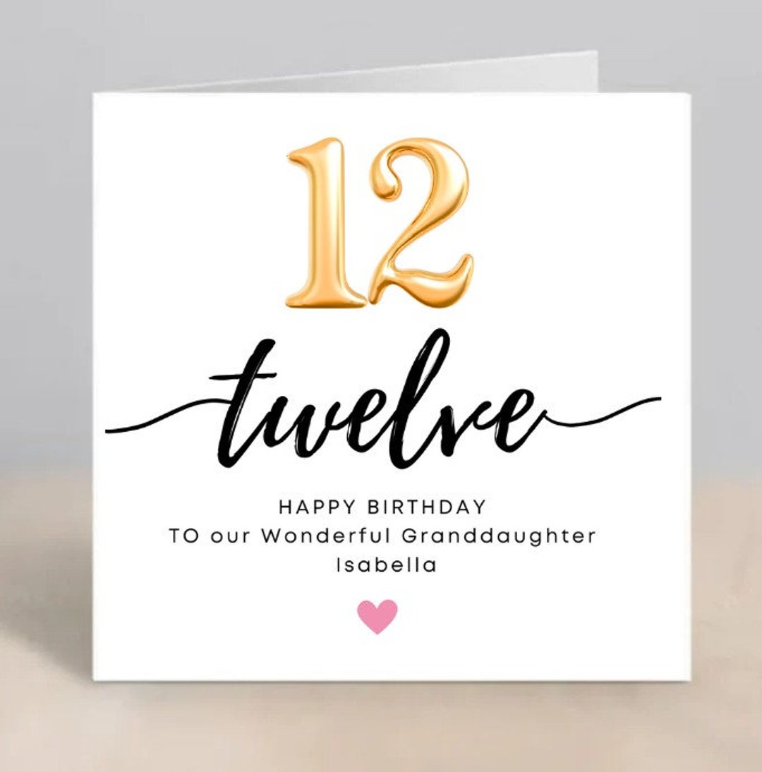 12th Birthday Card Greetings Card Birthday Day Card for - Etsy