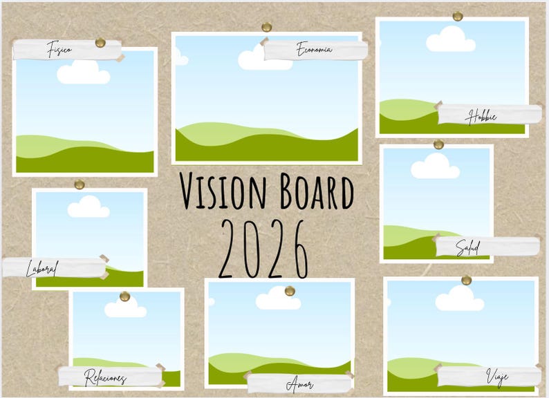 Vision Boarding| 2026 Template – 96 Aesthetic Illustrations | Editable ...