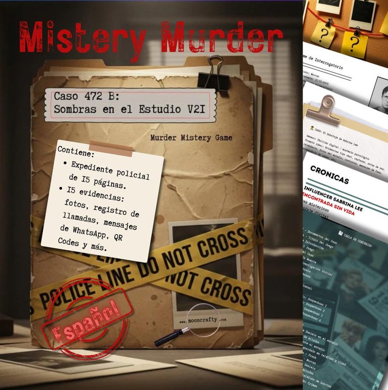 Murder Mystery Game–Español Juego de Misterio Imprimible, Escape Room ...