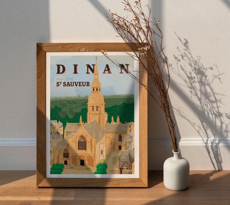 Dinan Poster Saint Sauveur Basilica Brittany Church of France - Etsy