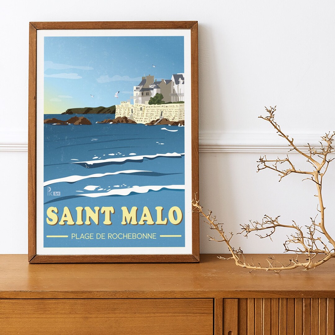 Poster of Saint Malo Rochebonne Beach Brittany - Etsy