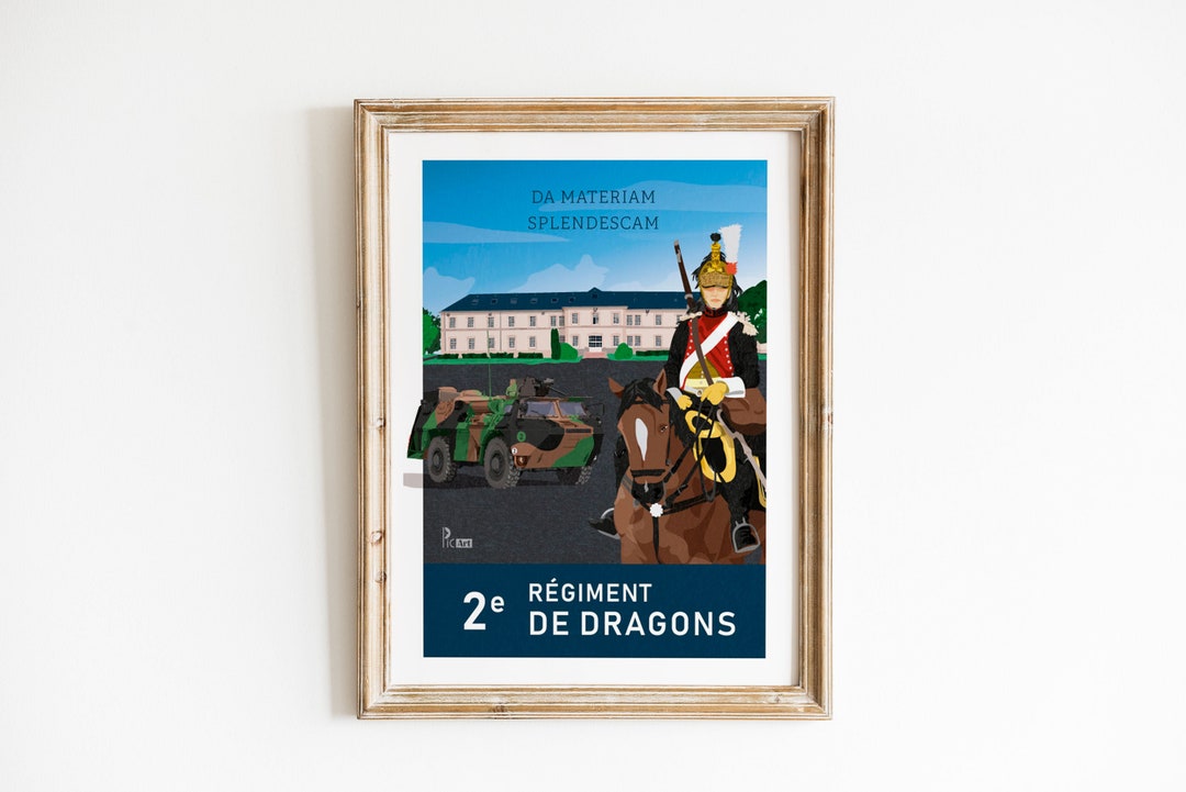 Poster of the 2nd Dragoon Regiment Army Saumur 21st Century Military or ...
