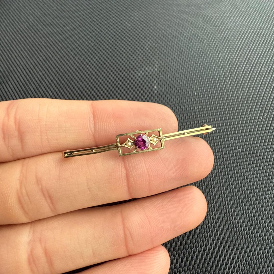 Antique 9ct Gold Ruby and Pearl Brooch - Etsy