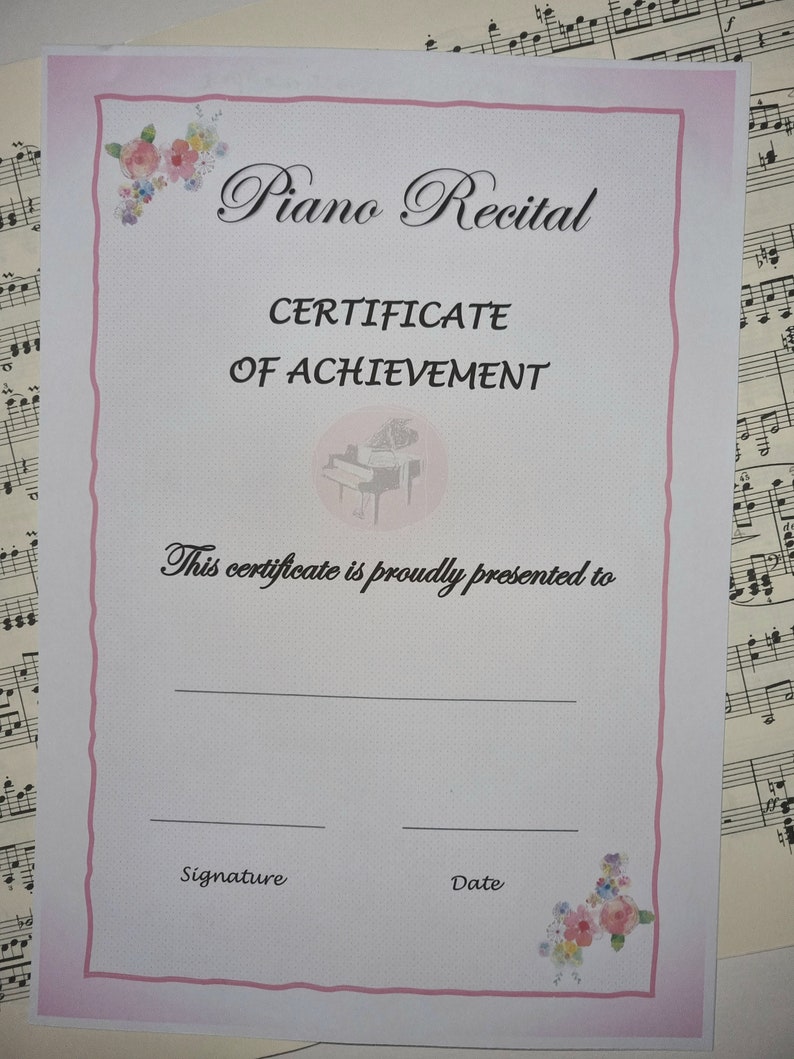 Piano Recital Certificate - Etsy