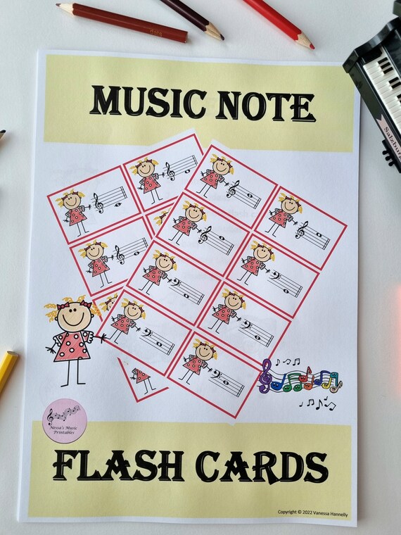 Music Note Flash Cards - Etsy