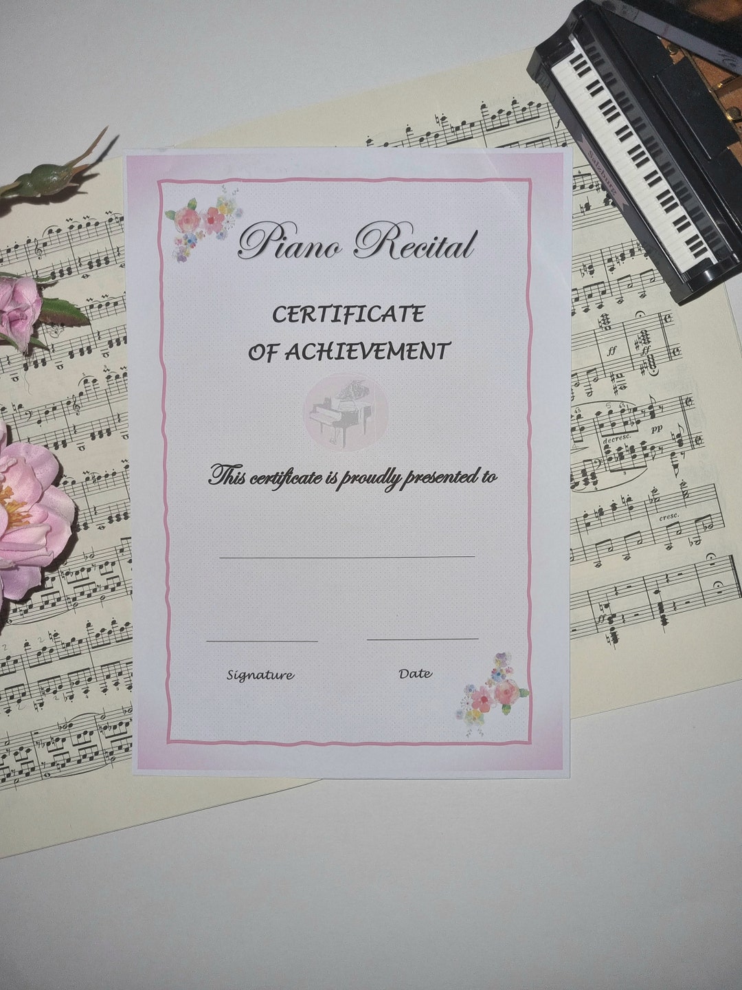 Piano Recital Certificate - Etsy