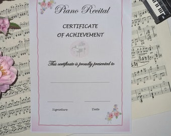 Piano Recital Certificate - Etsy