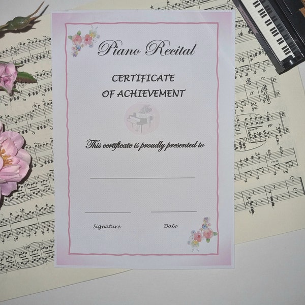 Piano Recital Certificate - Etsy