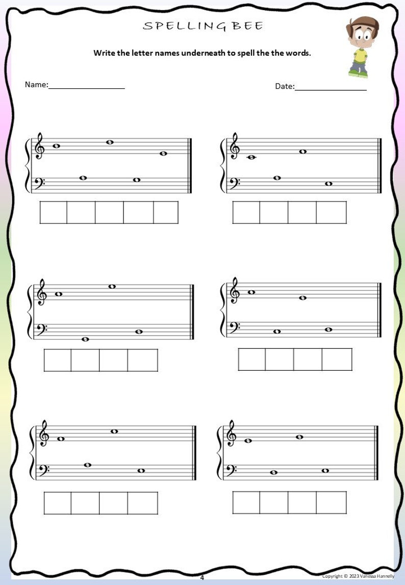 The Grand Staff Music Worksheets Treble & Bass Clef - Etsy