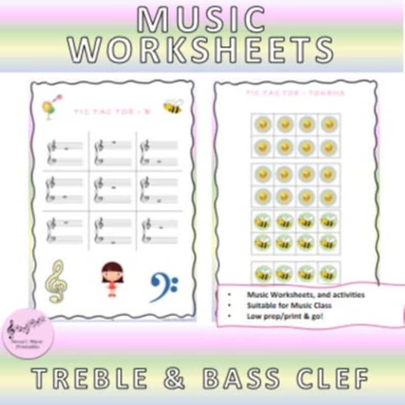 The Grand Staff Music Worksheets Treble & Bass Clef - Etsy