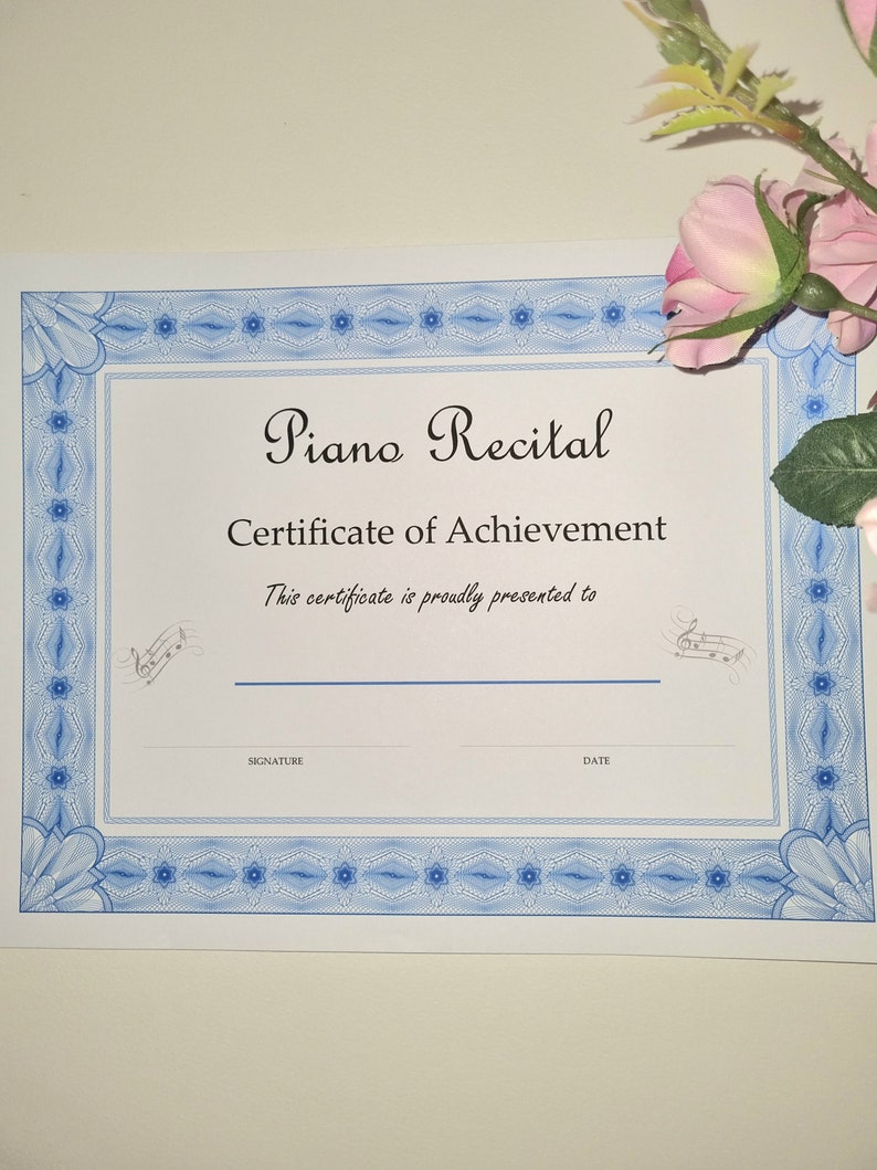 Printable Piano Recital Certificate - Etsy