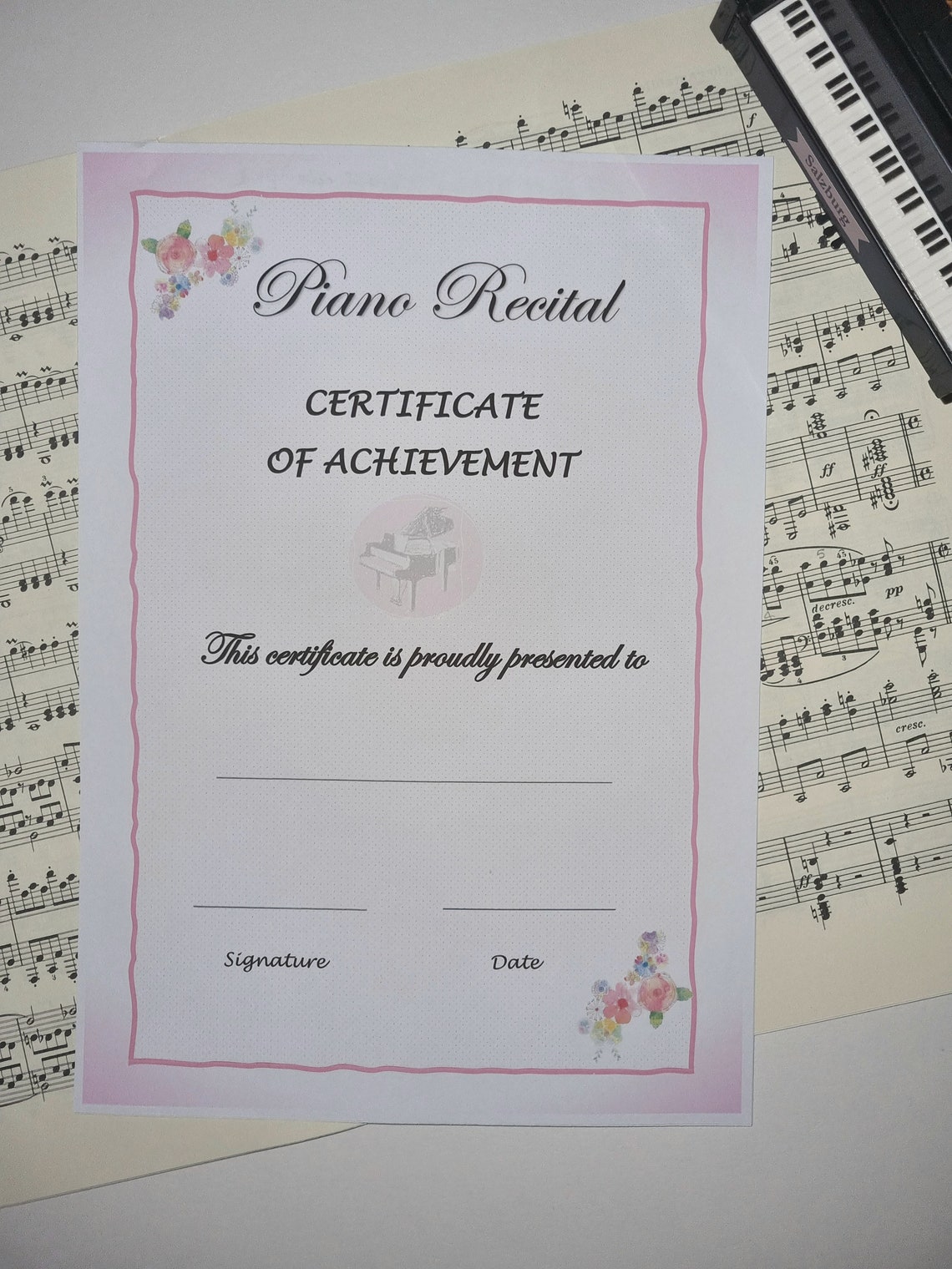 Piano Recital Certificate - Etsy