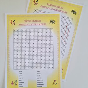 Musical Word Search Puzzle - Etsy