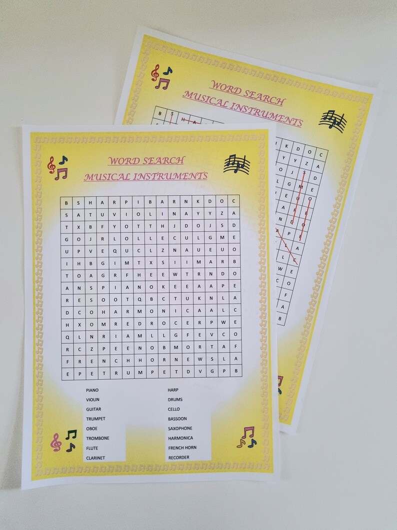 Musical Word Search Puzzle - Etsy