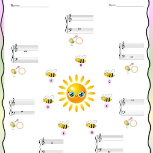 The Grand Staff Music Worksheets Treble & Bass Clef - Etsy