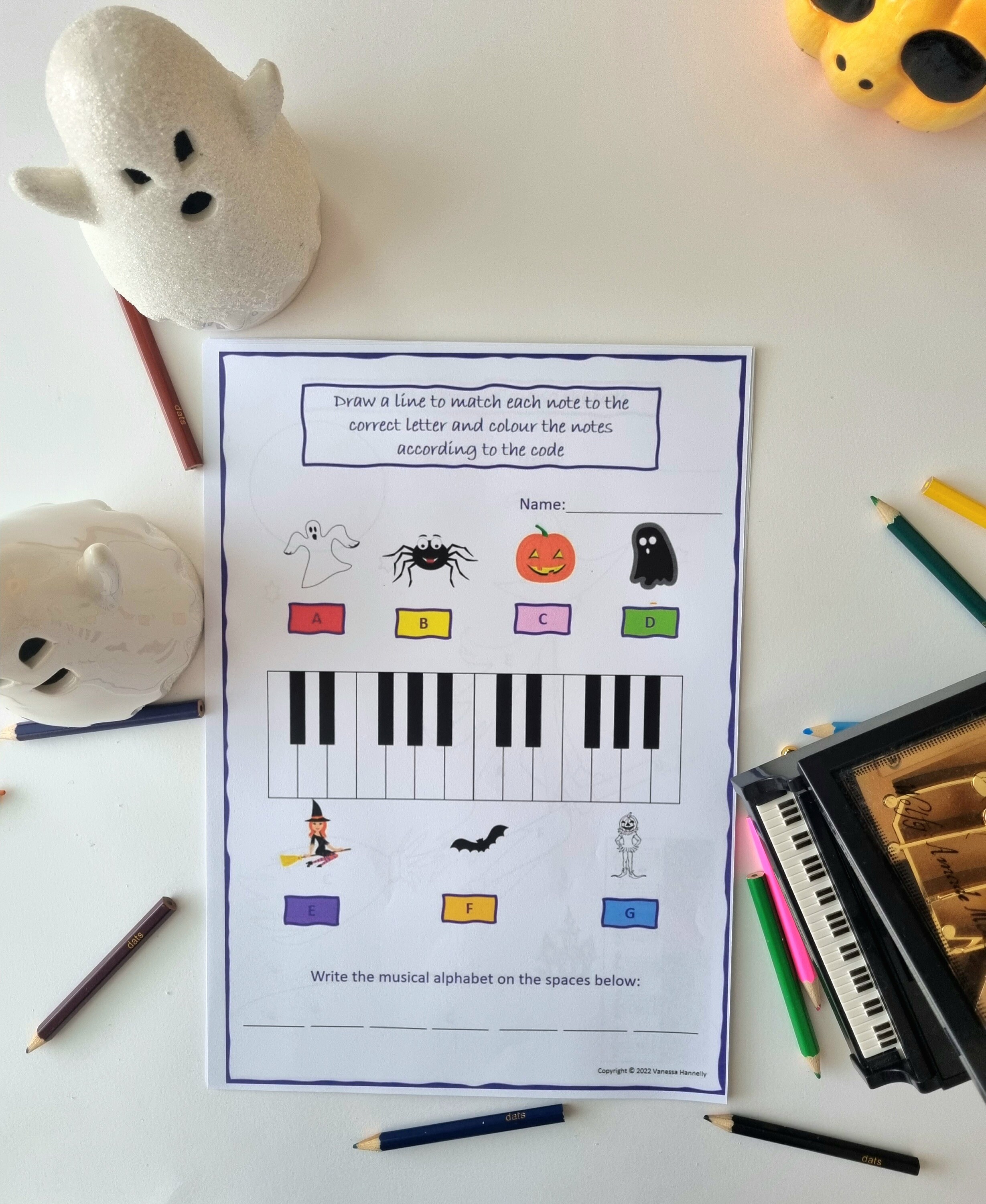 Halloween Music Worksheets - Etsy