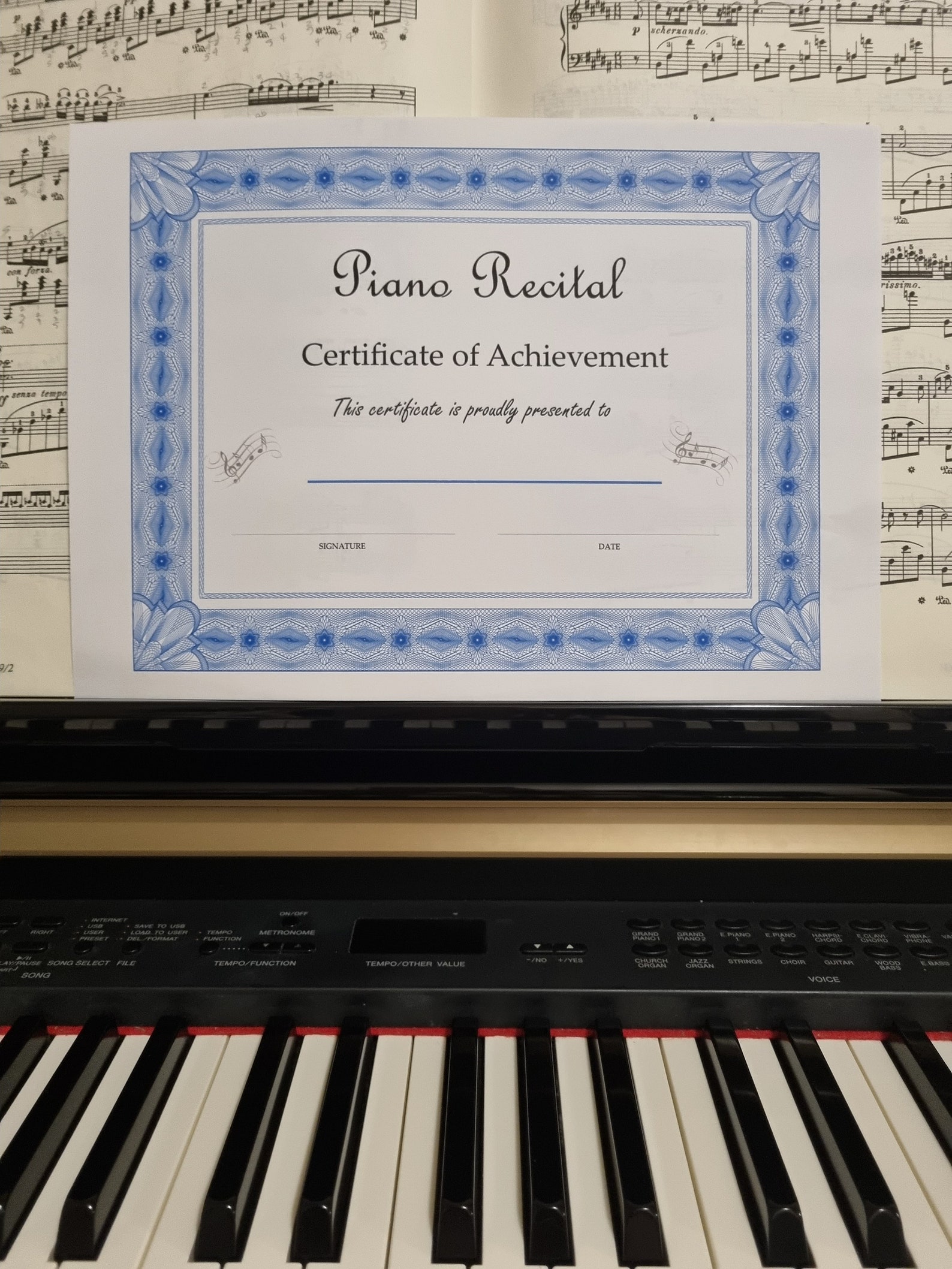 Printable Piano Recital Certificate - Etsy