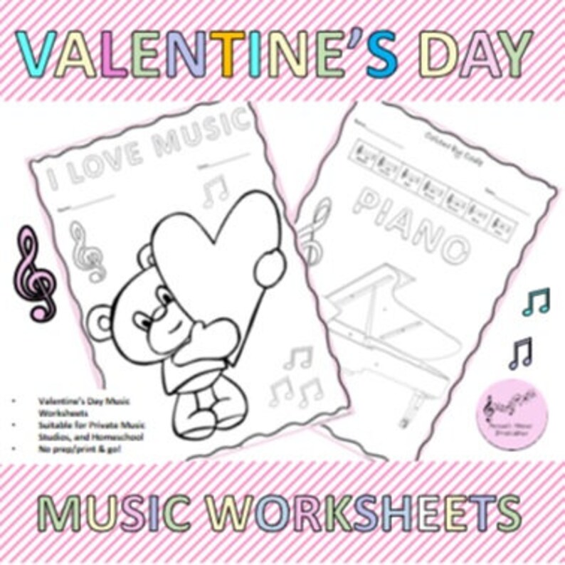Valentine's Day Music Worksheets - Etsy