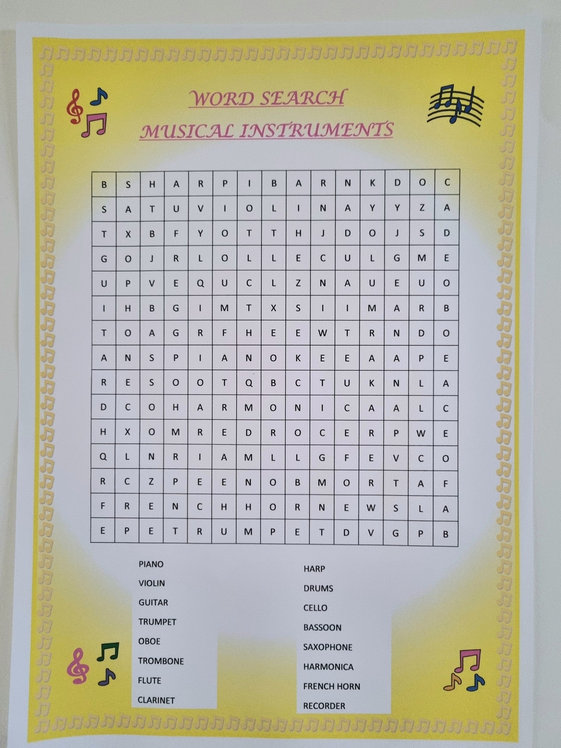 Musical Word Search Puzzle - Etsy