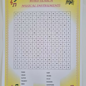 Musical Word Search Puzzle - Etsy