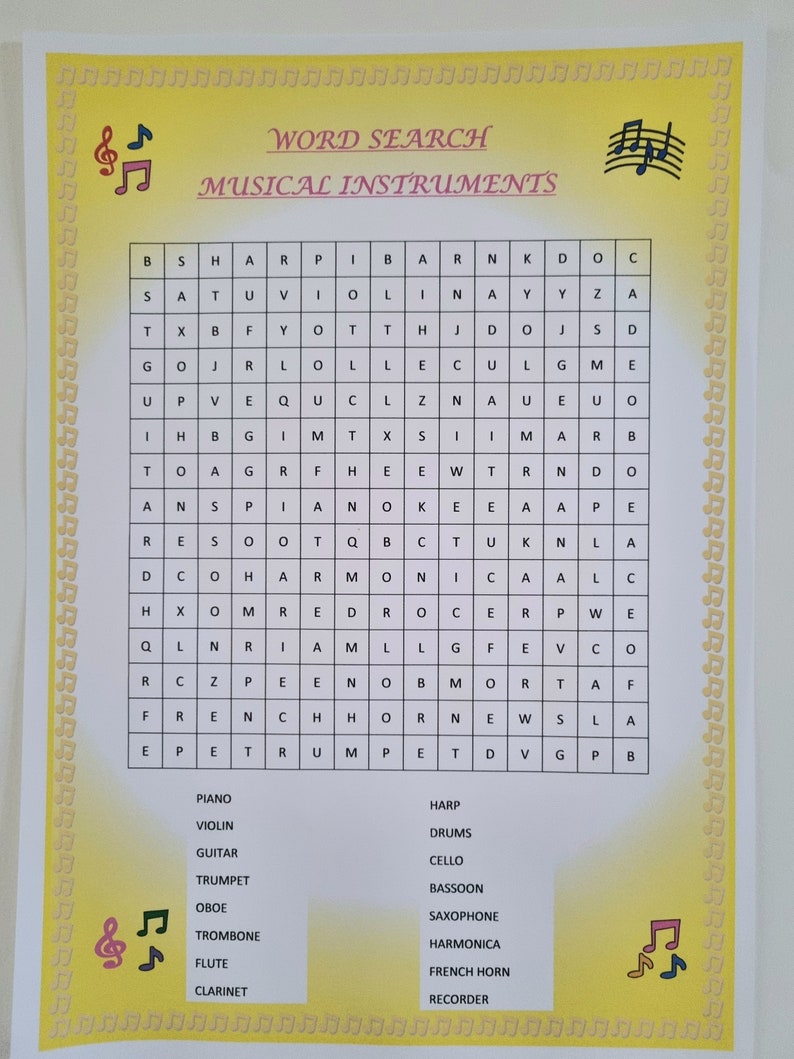 Musical Word Search Puzzle - Etsy