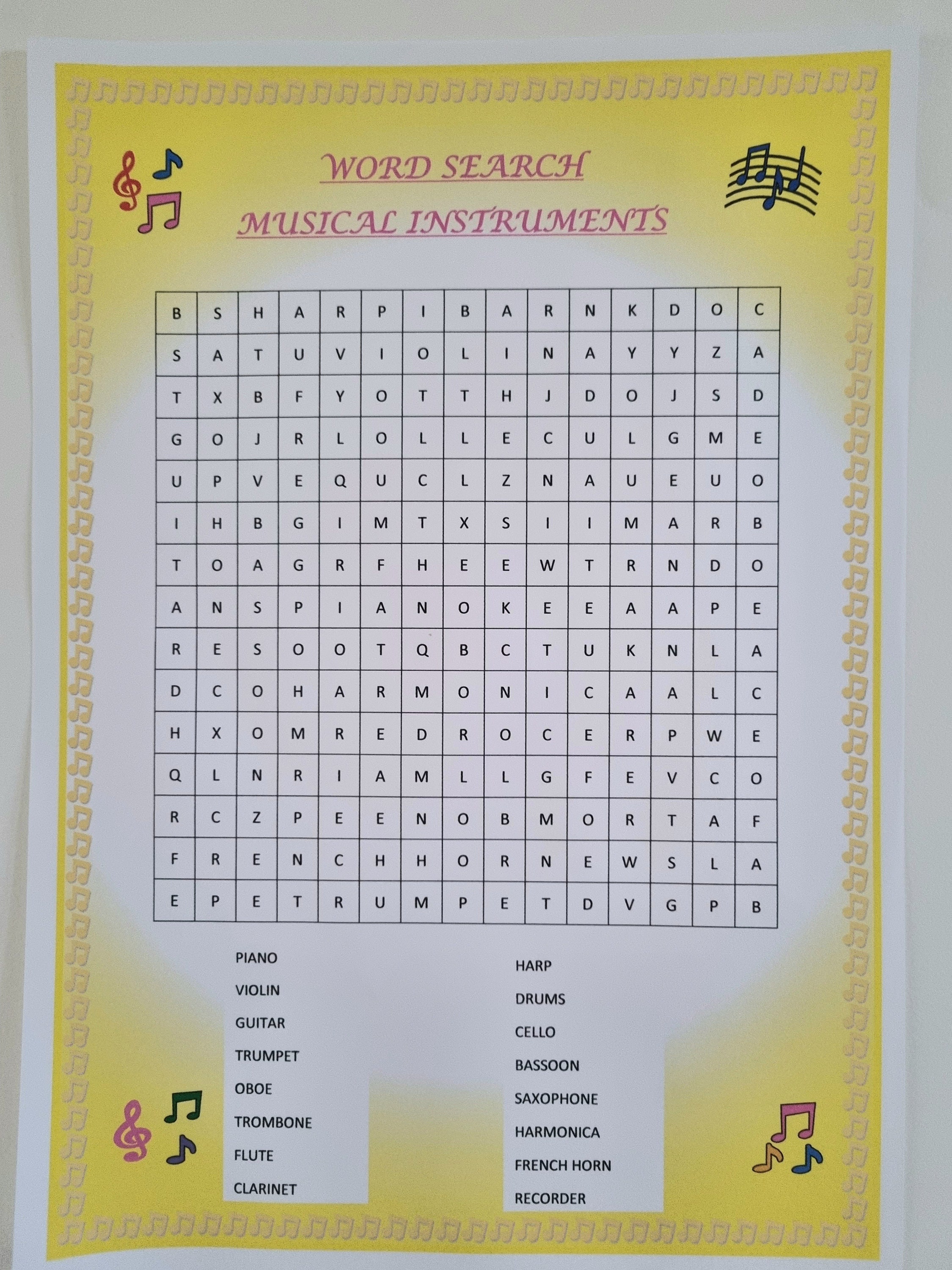 Musical Word Search Puzzle - Etsy