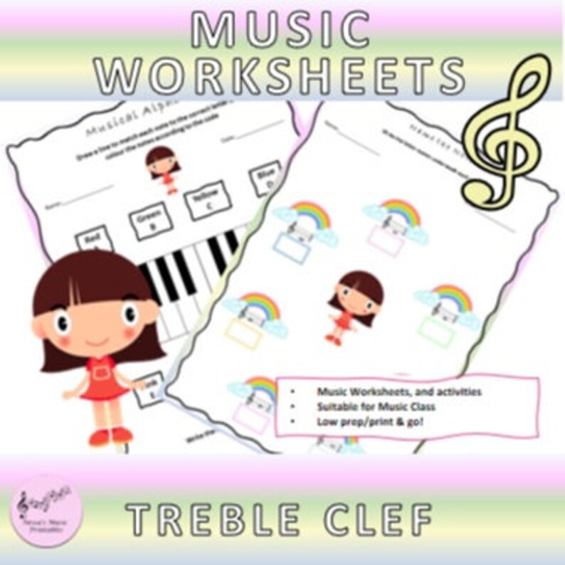 Music Worksheets - Treble Clef - Etsy