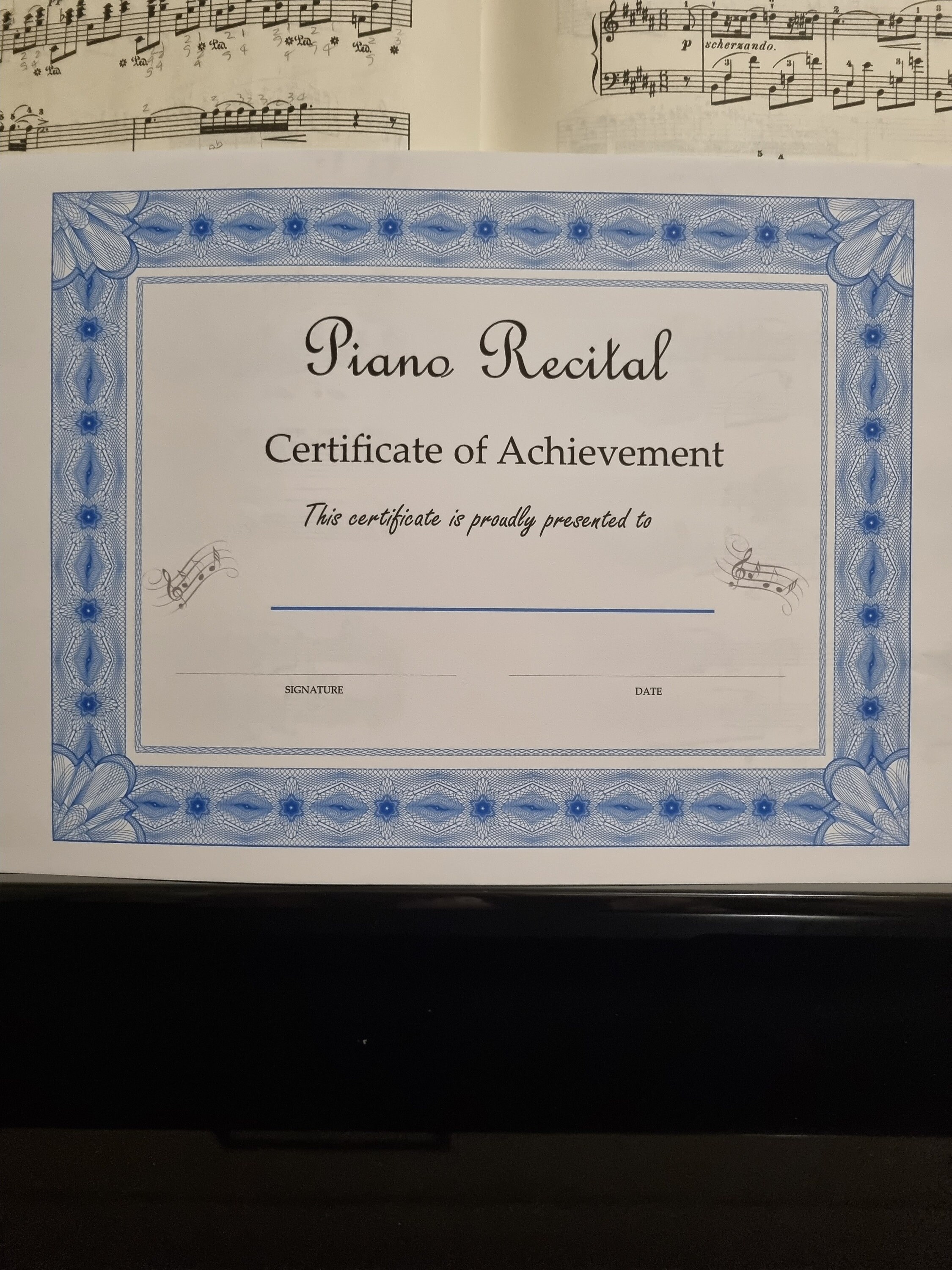 Printable Piano Recital Certificate - Etsy