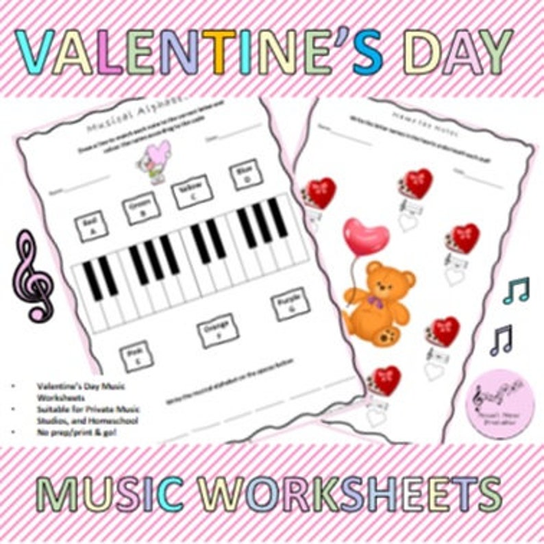 Valentine's Day Music Worksheets - Etsy