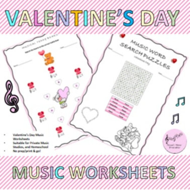 Valentine's Day Music Worksheets - Etsy