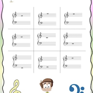 The Grand Staff Music Worksheets - Treble & Bass Clef - Etsy
