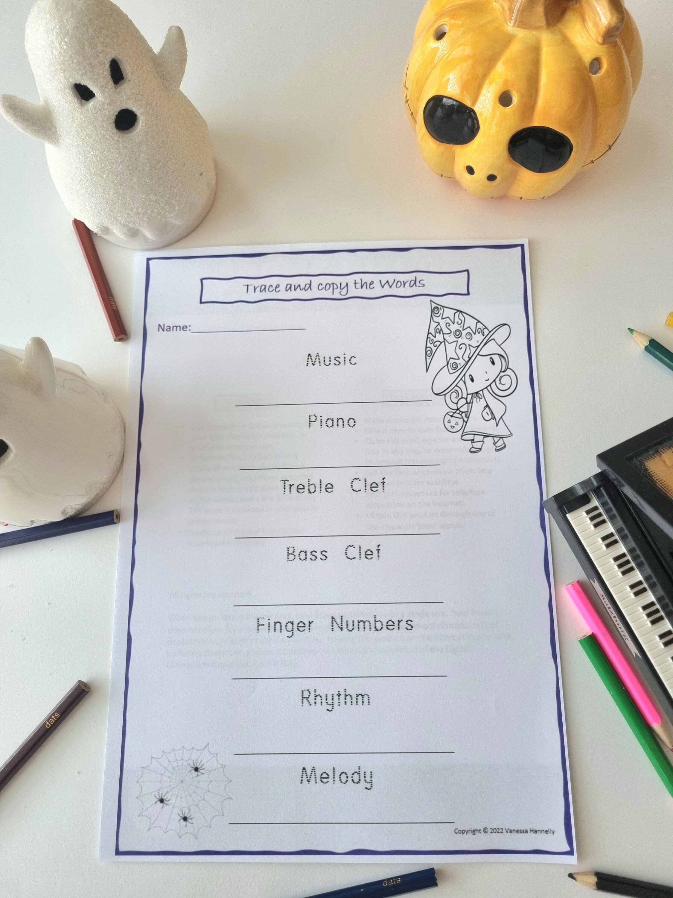 Halloween Music Worksheets - Etsy