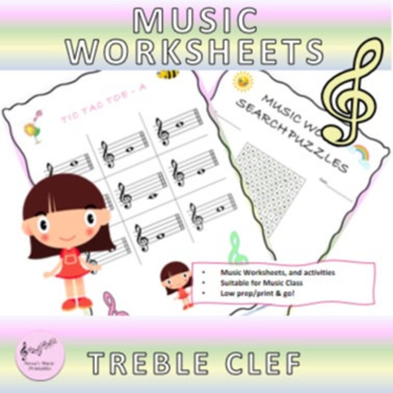 Music Worksheets - Treble Clef - Etsy