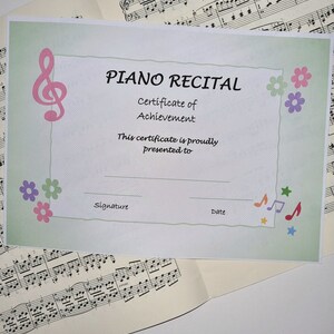 Music Recital Certificate - Etsy