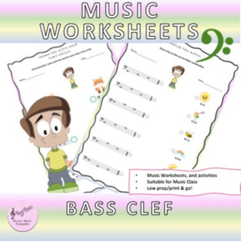 The Grand Staff Worksheets - Bass Clef - Etsy
