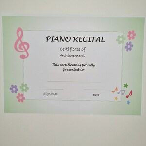 Music Recital Certificate - Etsy