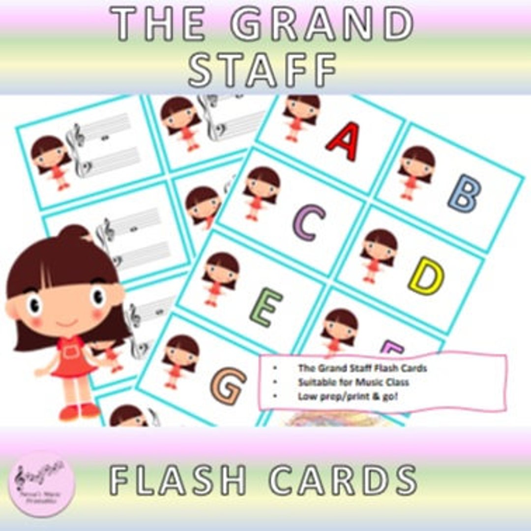 The Grand Staff Music Flash Cards - Etsy
