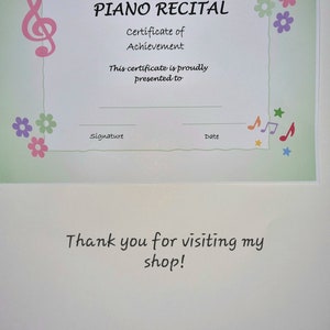 Music Recital Certificate - Etsy