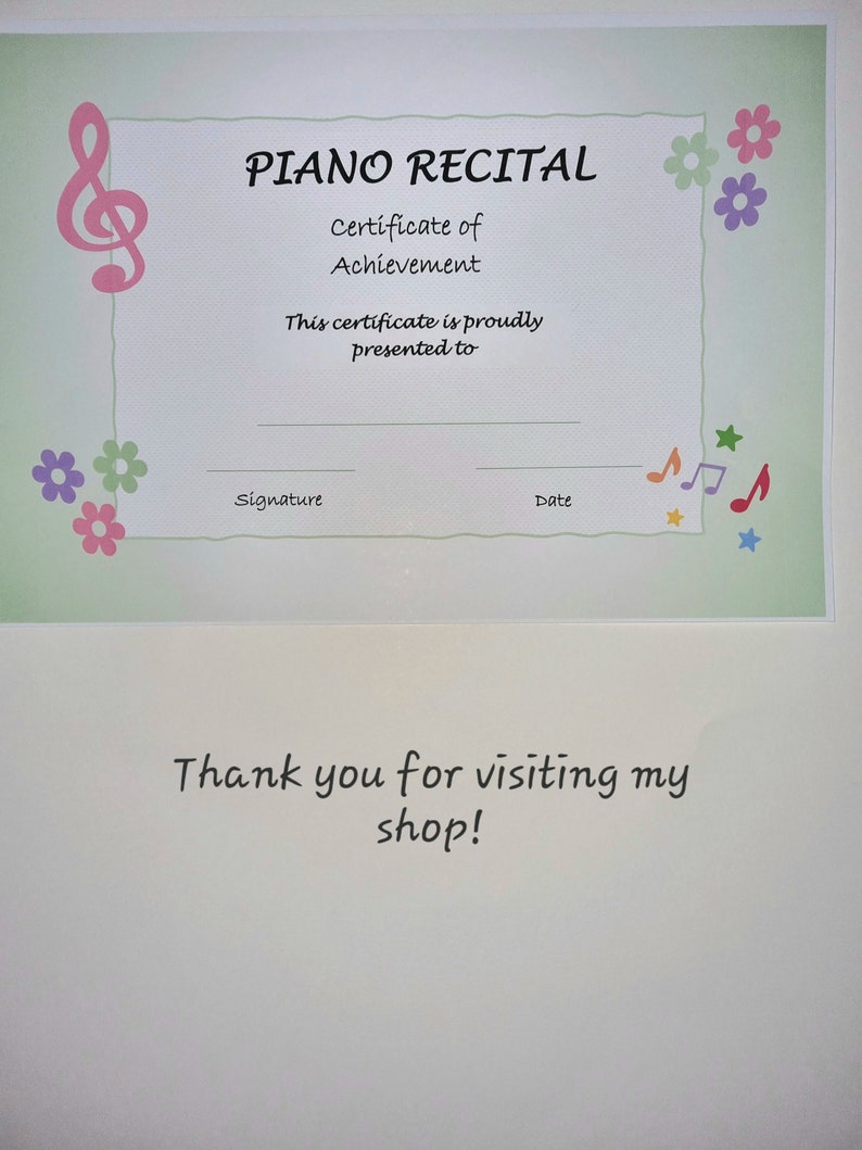 Music Recital Certificate - Etsy