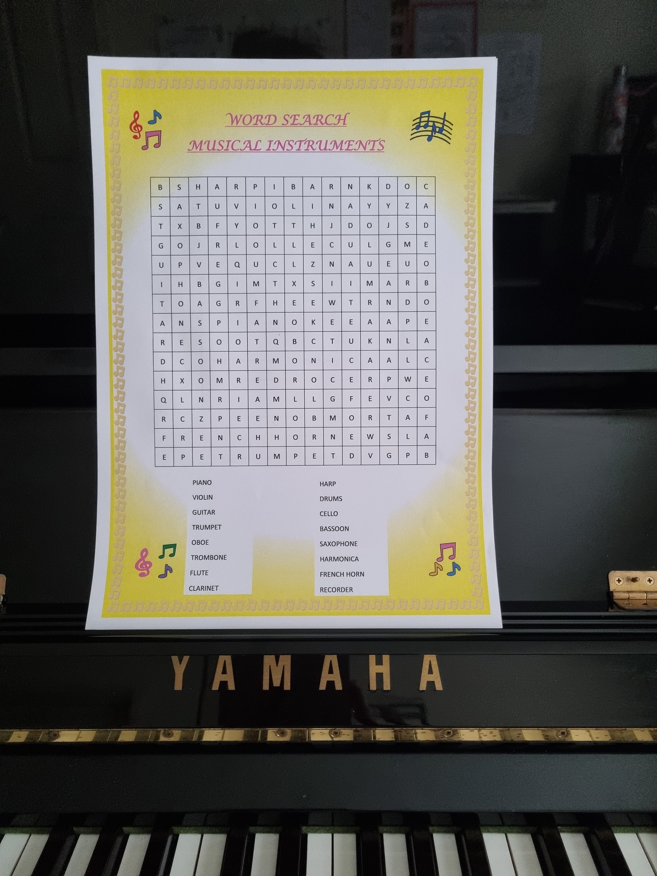Musical Word Search Puzzle - Etsy