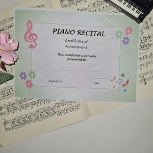 Music Recital Certificate - Etsy