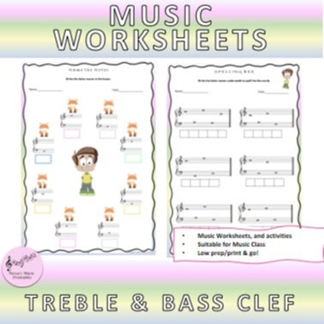 The Grand Staff Music Worksheets - Treble & Bass Clef - Etsy