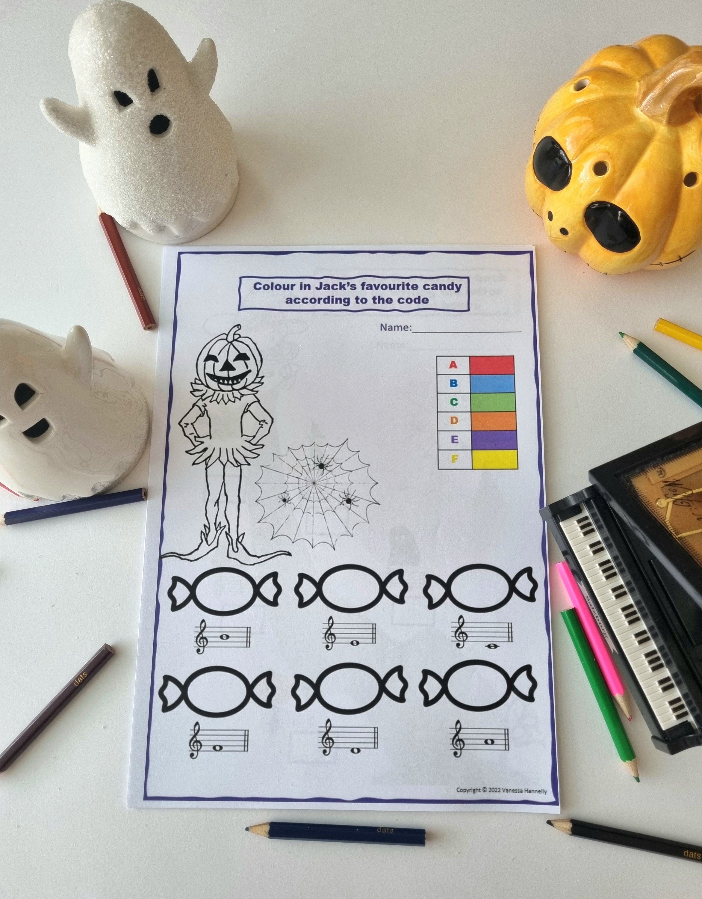 Halloween Music Worksheets - Etsy