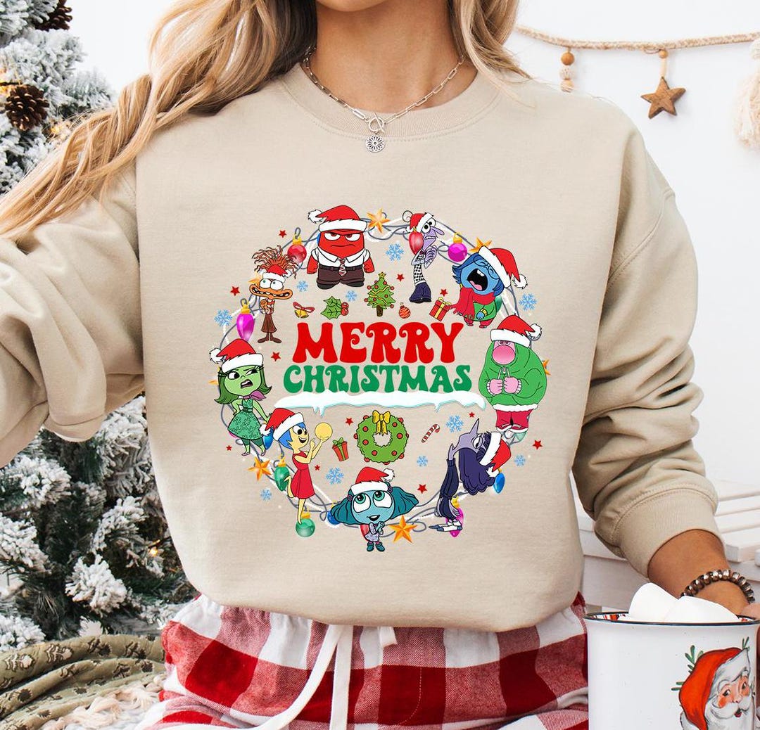 Merry Christmas Inside Out 2 Png, Cartoon Emotions Friends Christmas ...